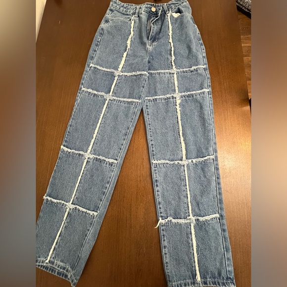 Nasty Gal | Jeans | Nwts Frayed Seam Grid Straight Leg Jeans | Poshmark